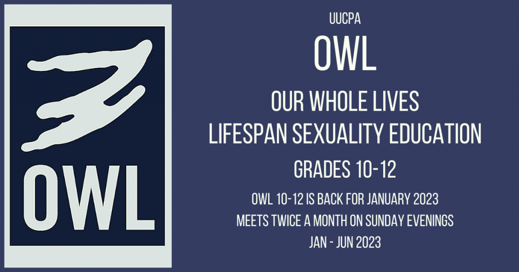 OWL 10-12 is back for January 2023 – Unitarian Universalist Church of ...