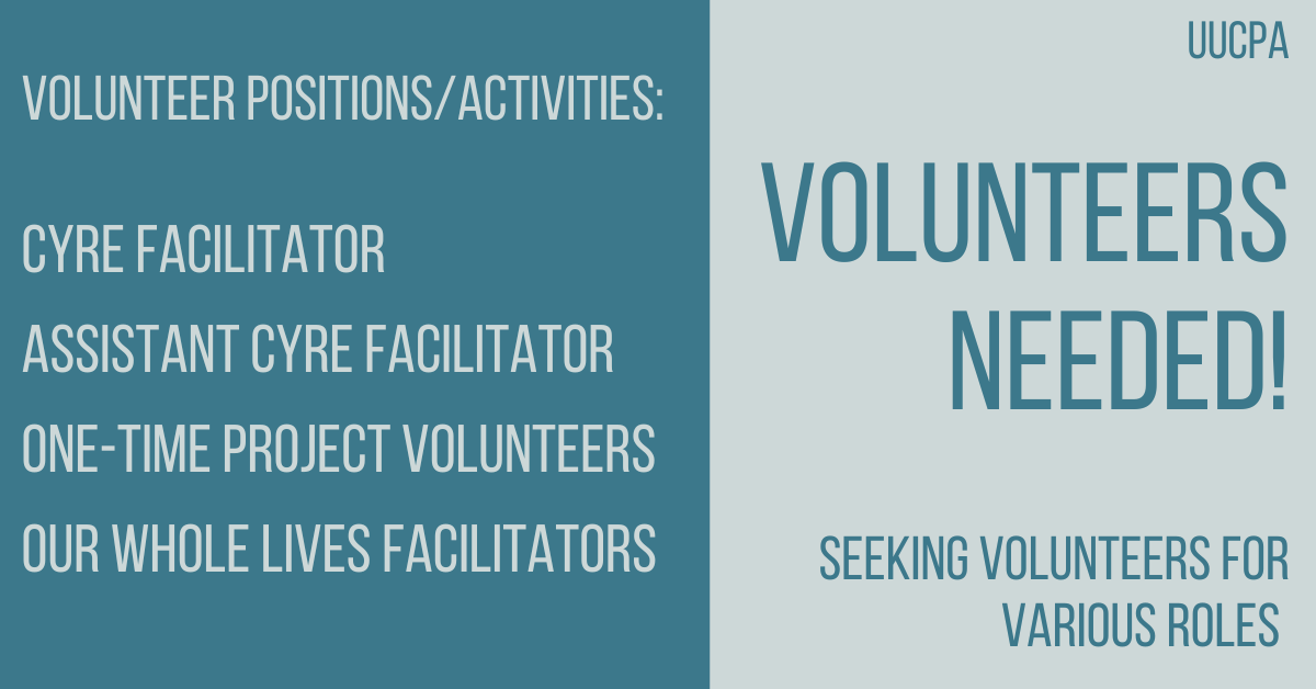 CYRE Volunteer Opportunities – Unitarian Universalist Church of Palo Alto